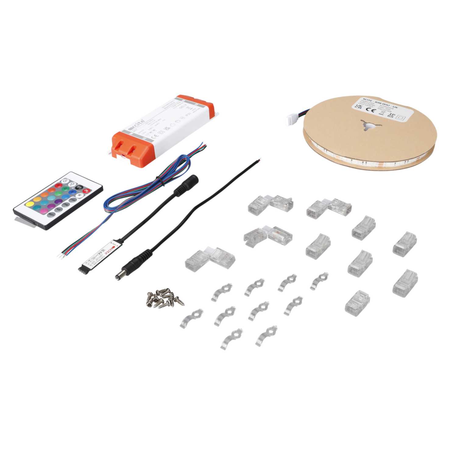 Xcite PRO 12V LED Strip Light Kit IP65 with Driver Colour RGB 5m Reel ...