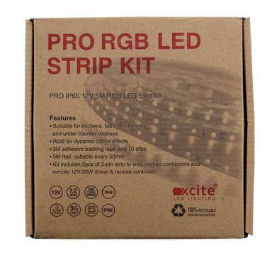 Xcite PRO 12V LED Strip Light Kit IP65 with Driver Colour RGB (5m Reel ...