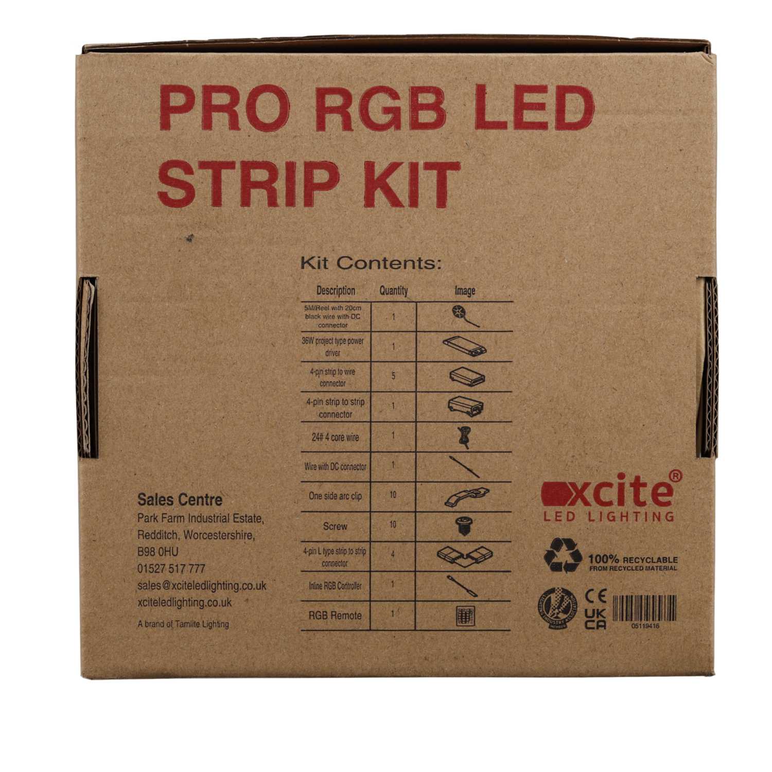 Xcite PRO 12V LED Strip Light Kit IP65 with Driver Colour RGB (5m Reel) (XCPSK65RGB) | CEF