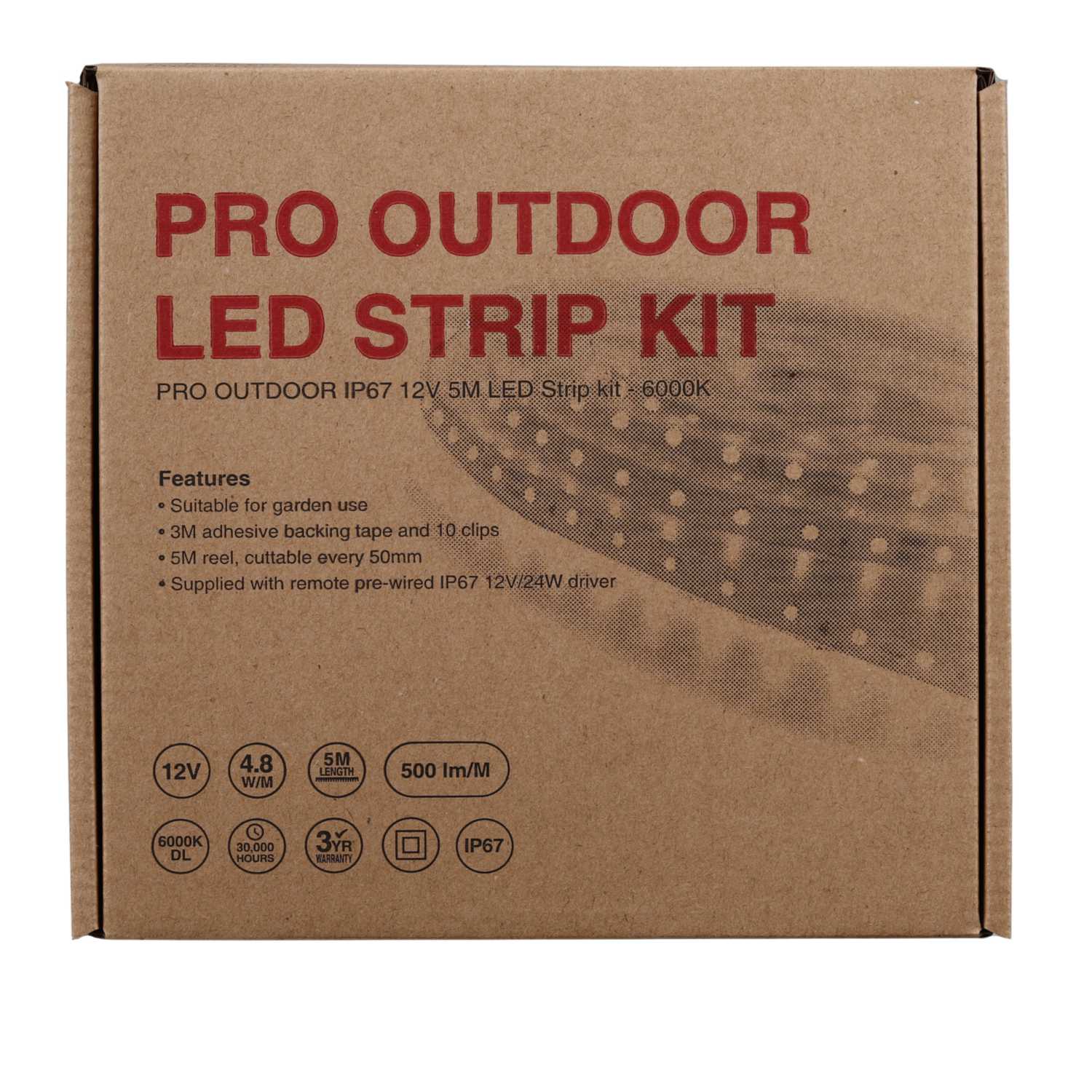 Xcite PRO 12V LED Strip Light Kit IP67 with Driver Colour 6000K (5m ...