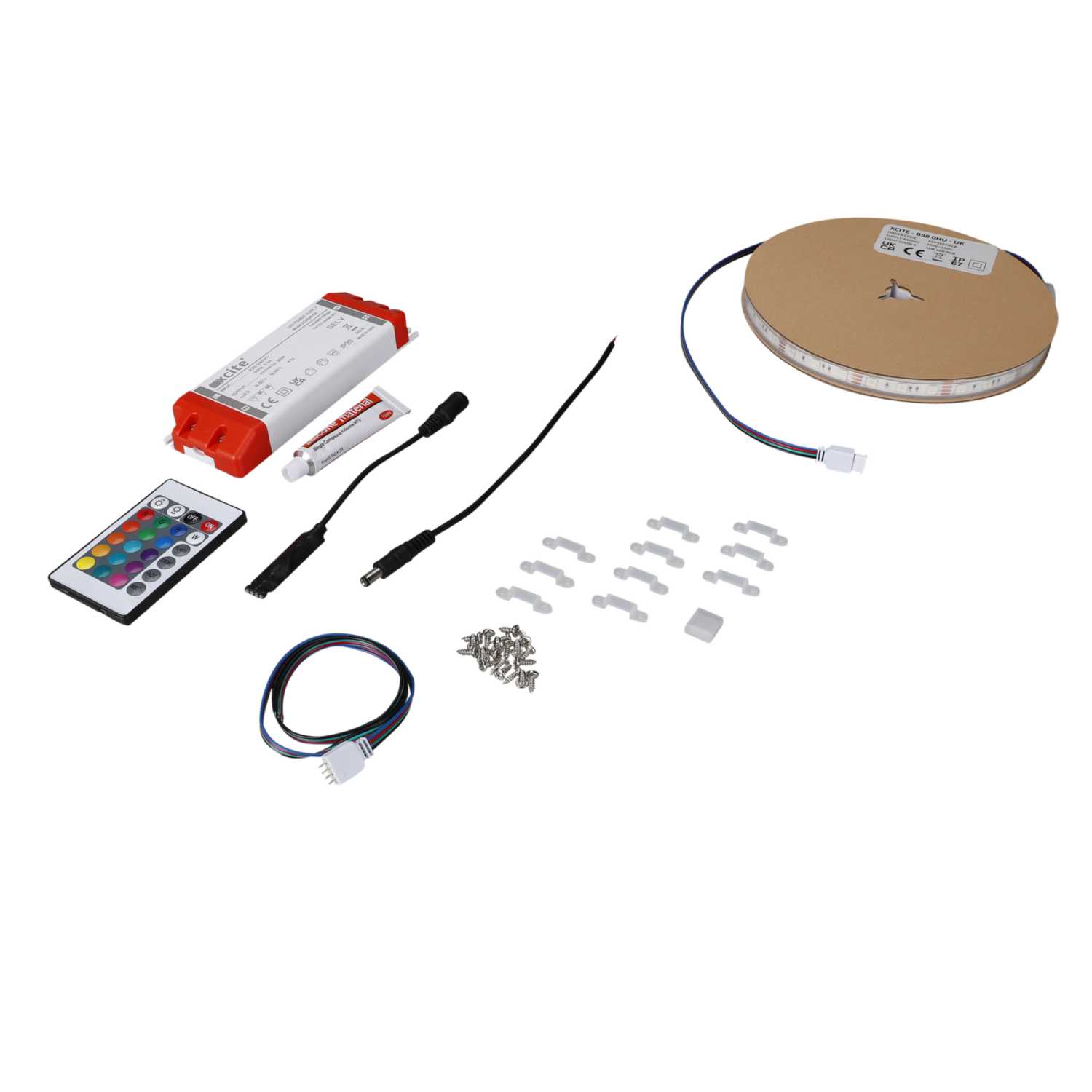 Xcite PRO 12V LED Strip Light Kit IP67 with Driver Colour RGB 5m Reel ...