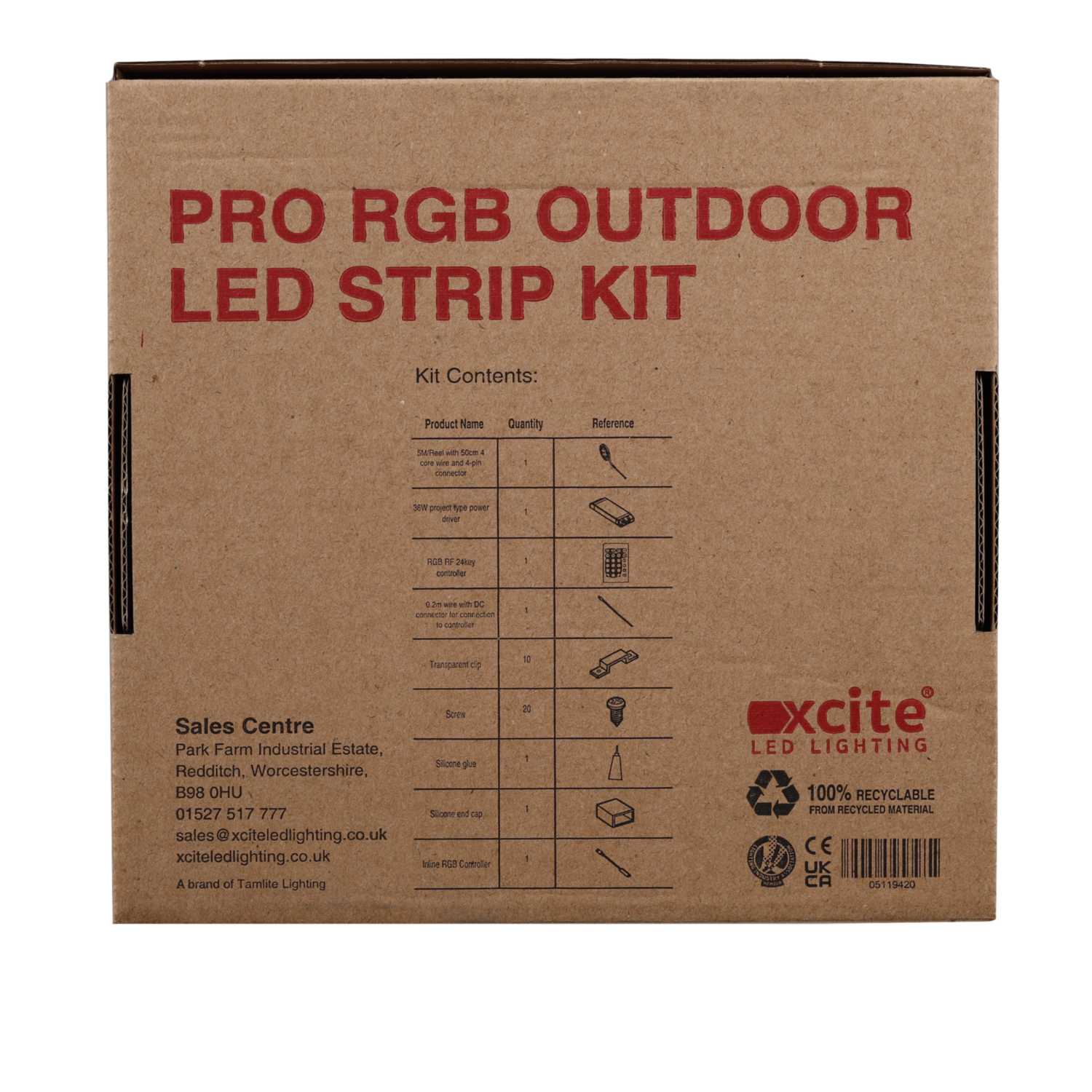 Xcite PRO 12V LED Strip Light Kit IP67 with Driver Colour RGB (5m Reel ...