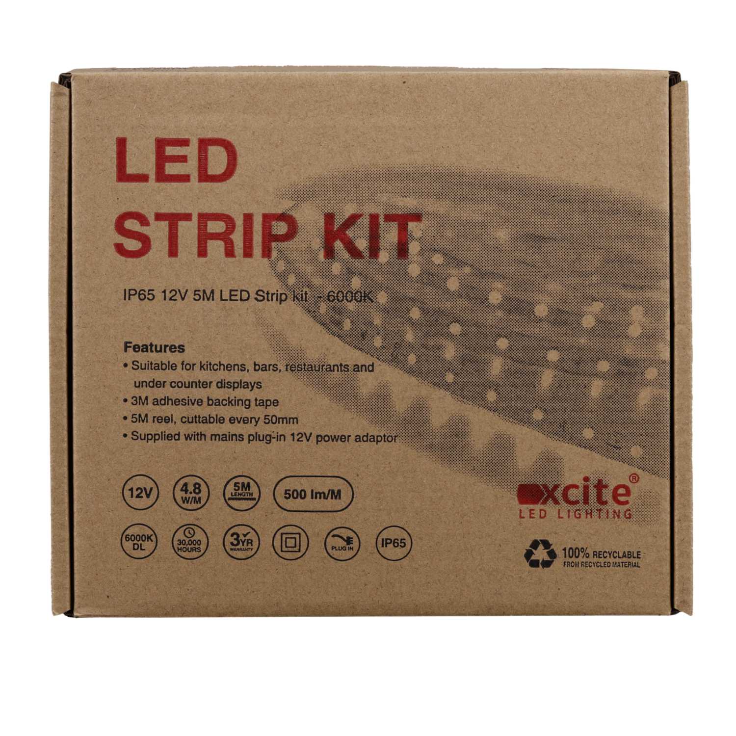Xcite LED Plug-in Strip Light Kit IP65 Colour 6000K (5m Reel) (XCSK65DL) | CEF