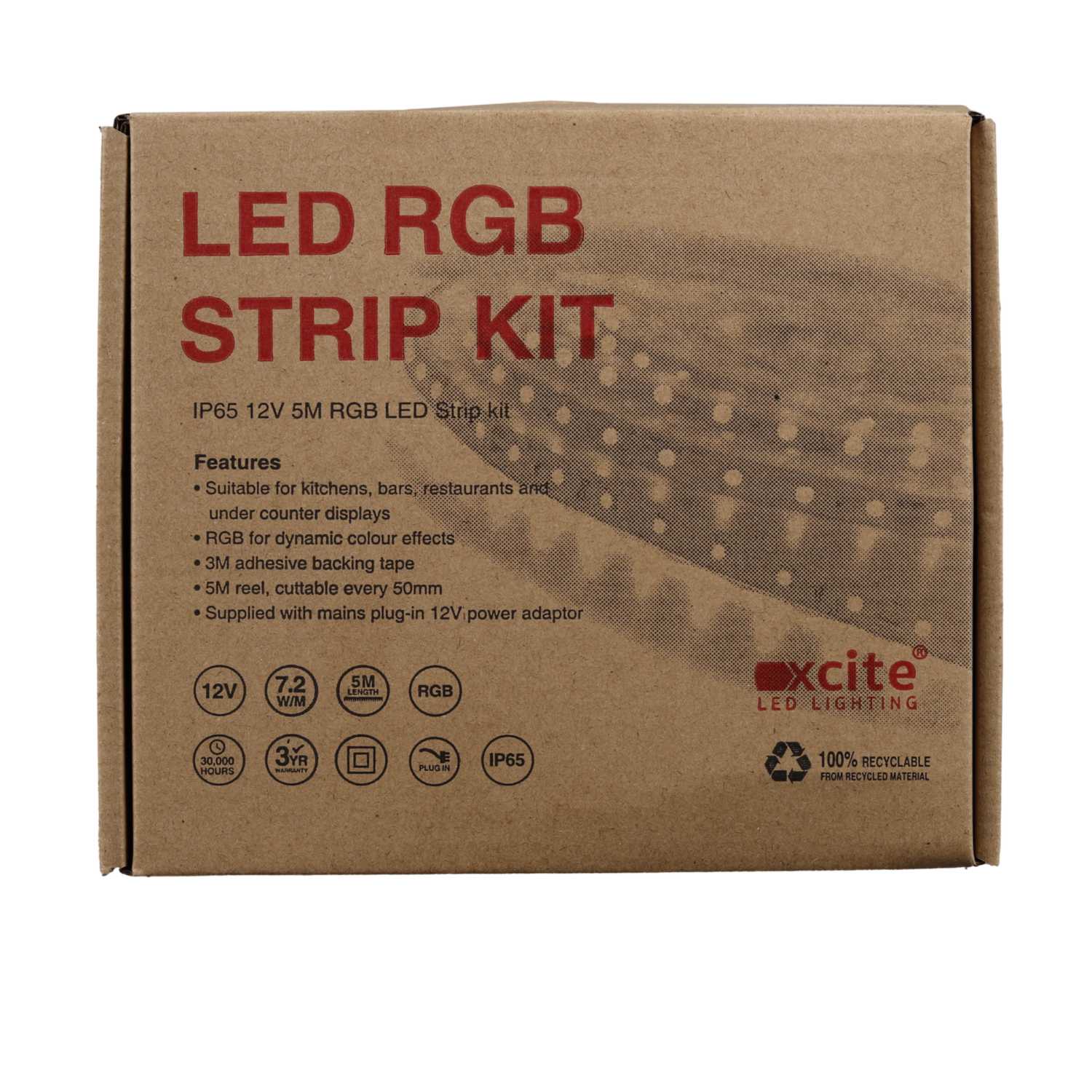 Xcite LED Plug-in Strip Light Kit IP65 Colour RGB 5m Reel (XCSK65RGB) | CEF