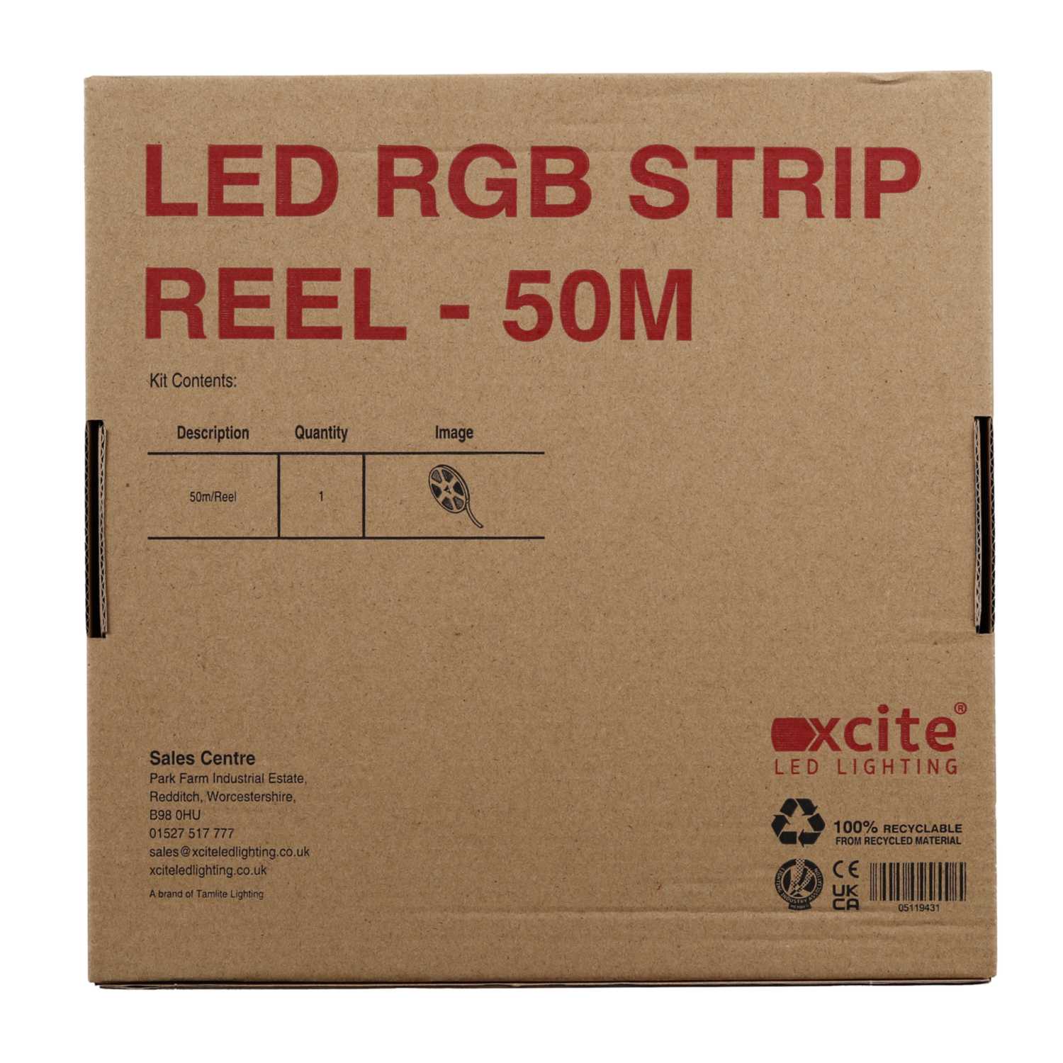 Xcite 12V LED Strip Light Reel IP20 Colour RGB (50m Reel) (XCSR20RGB) | CEF