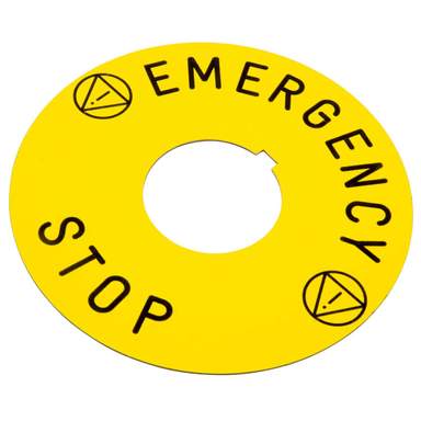 Schneider Harmony 9001 Emergency Stop Legend Plate Black on Yellow ...