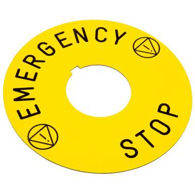 Schneider Telemecanique Emergency Stop Legend Plate Black on Yellow ...