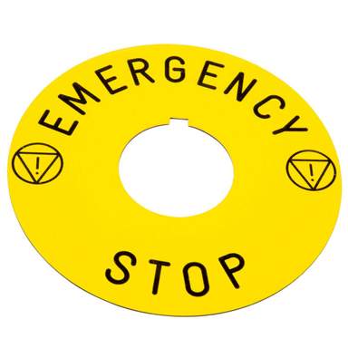 Schneider Telemecanique Emergency Stop Legend Plate Black on Yellow ...