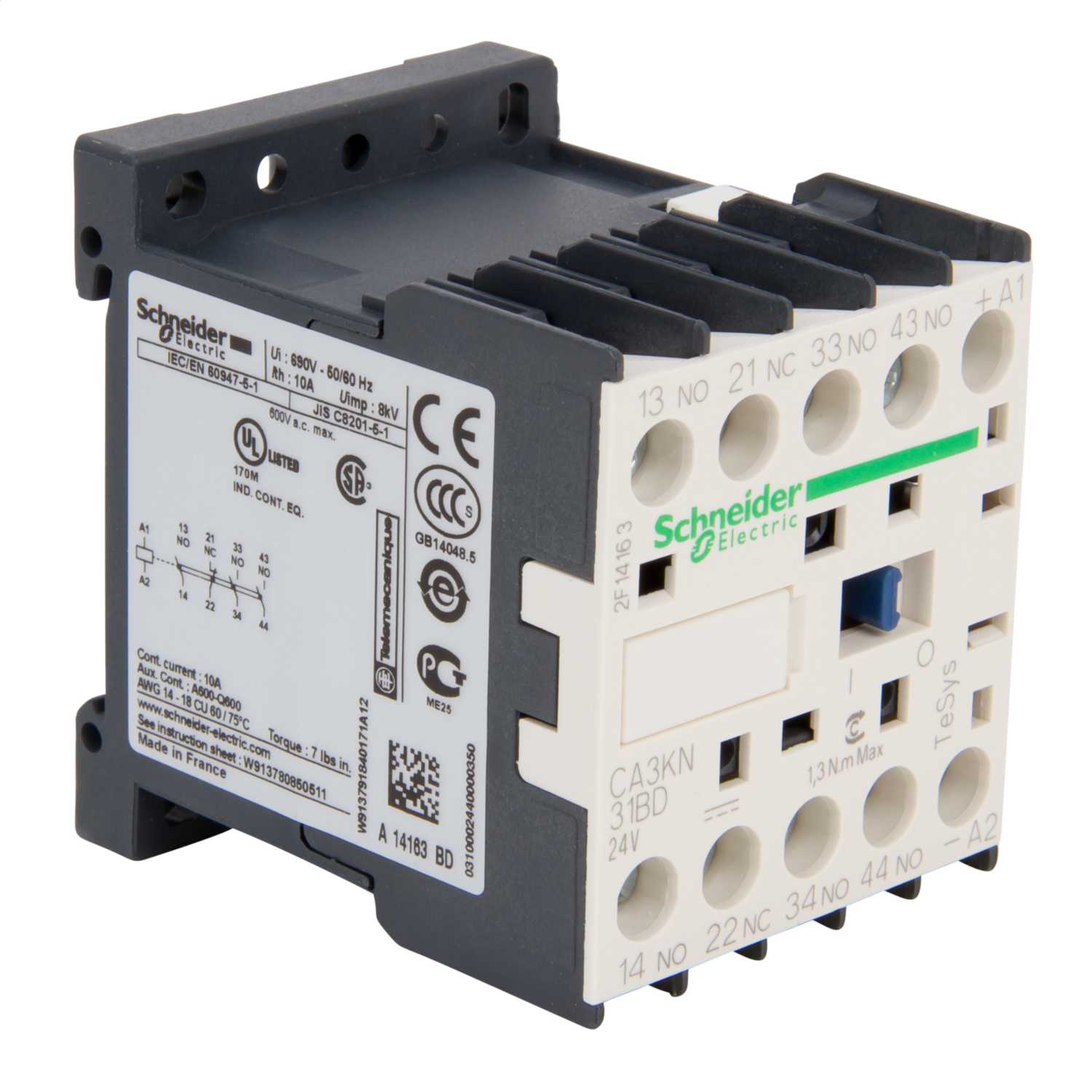 Schneider Telemecanique TeSys K 24V DC Control Relay 3 NO + 1 NC ...