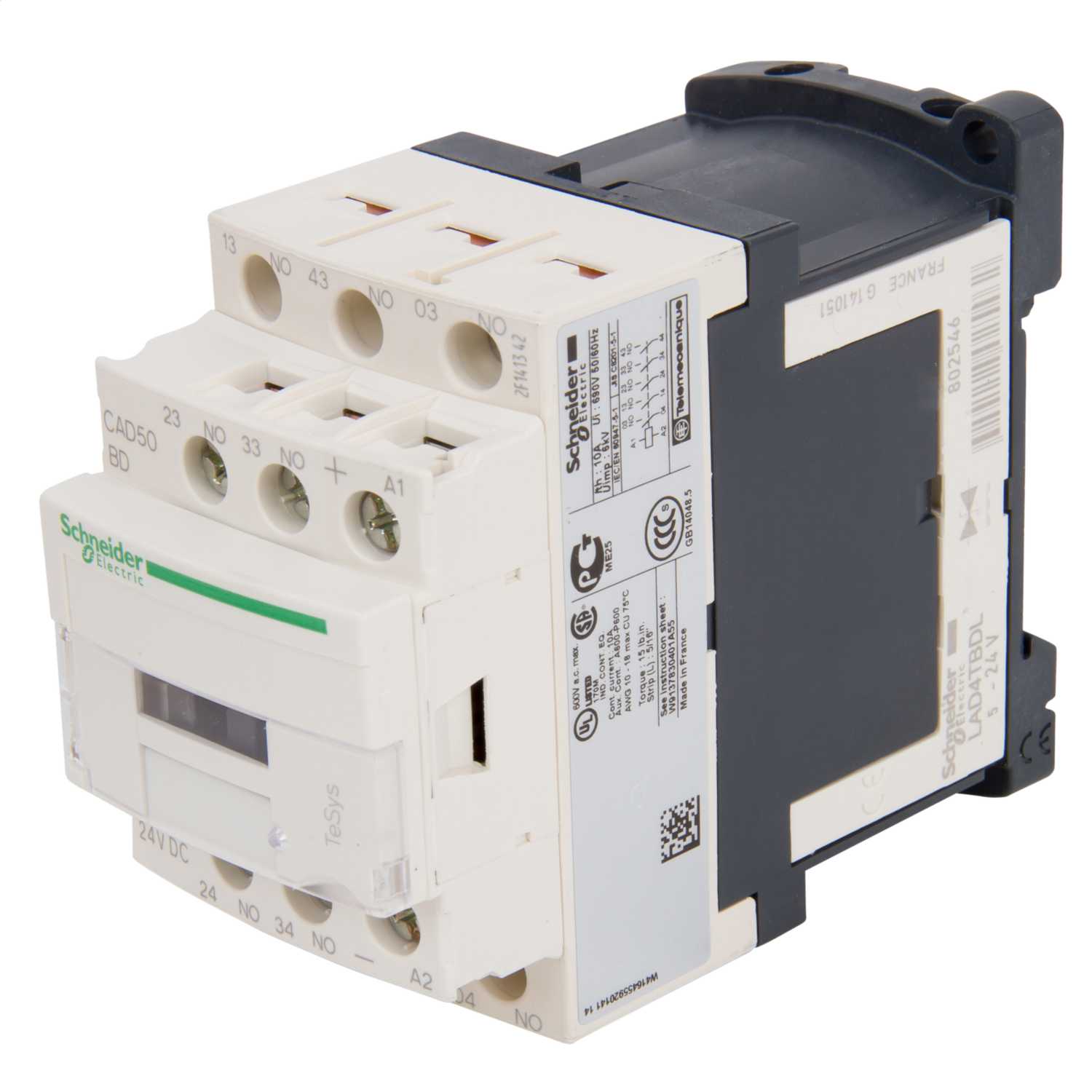 Schneider Telemecanique TeSys D 24V DC 10A Control Relay 5 NO Contacts ...