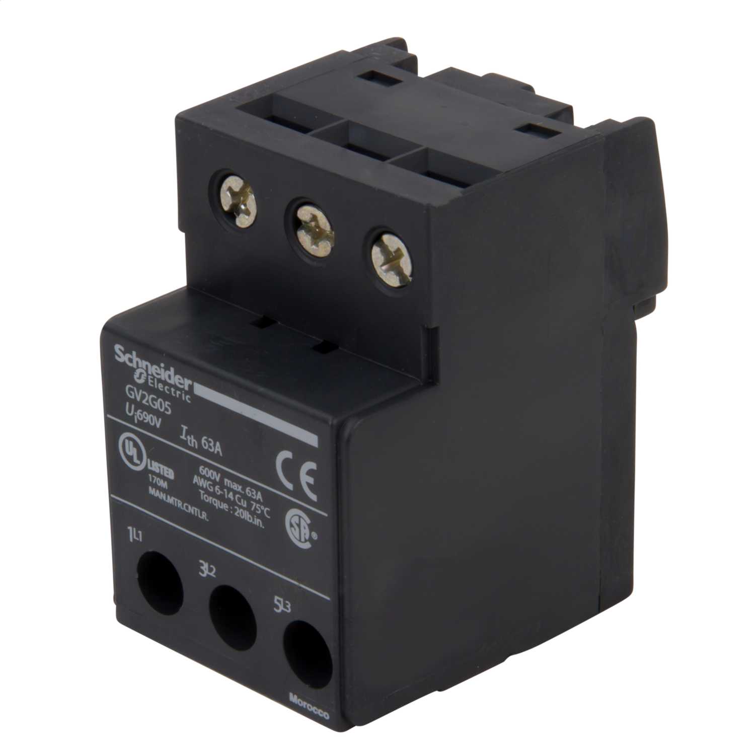 Schneider Telemecanique 63A 3 Pole Terminal Black (GV2G05) | CEF