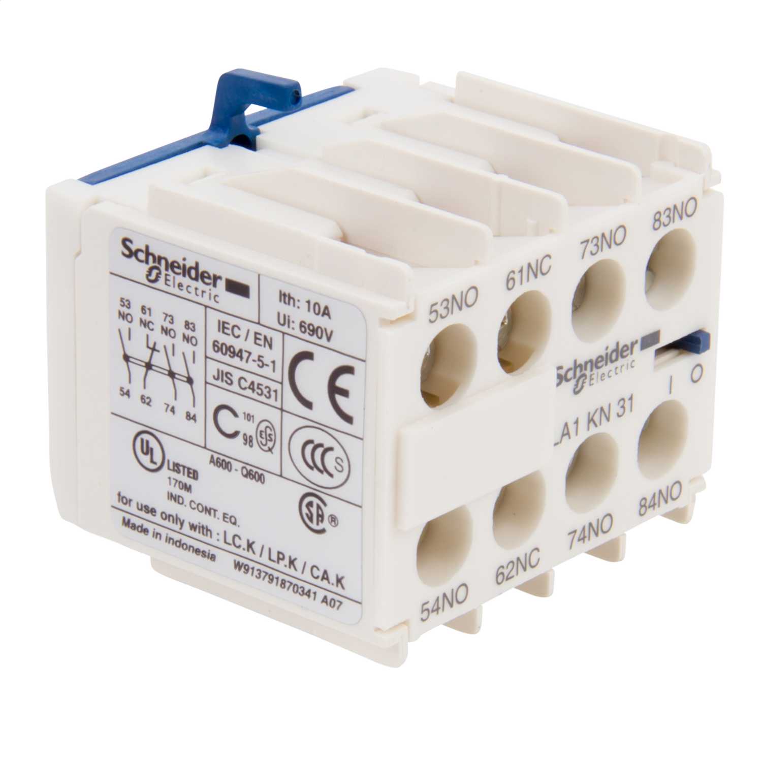 Schneider Telemecanique TeSys K Auxiliary Contact Block 3 NO + 1 NC ...