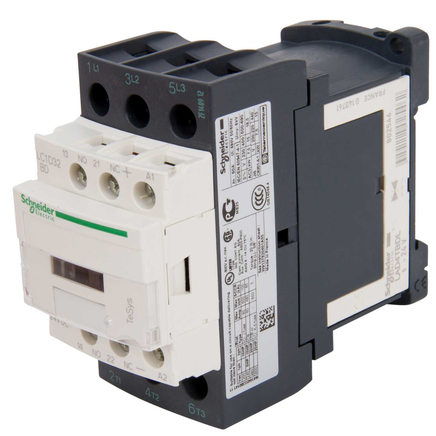 Schneider Telemecanique TeSys D 32A Contactor 3 Pole 3 NO Contacts 24V ...