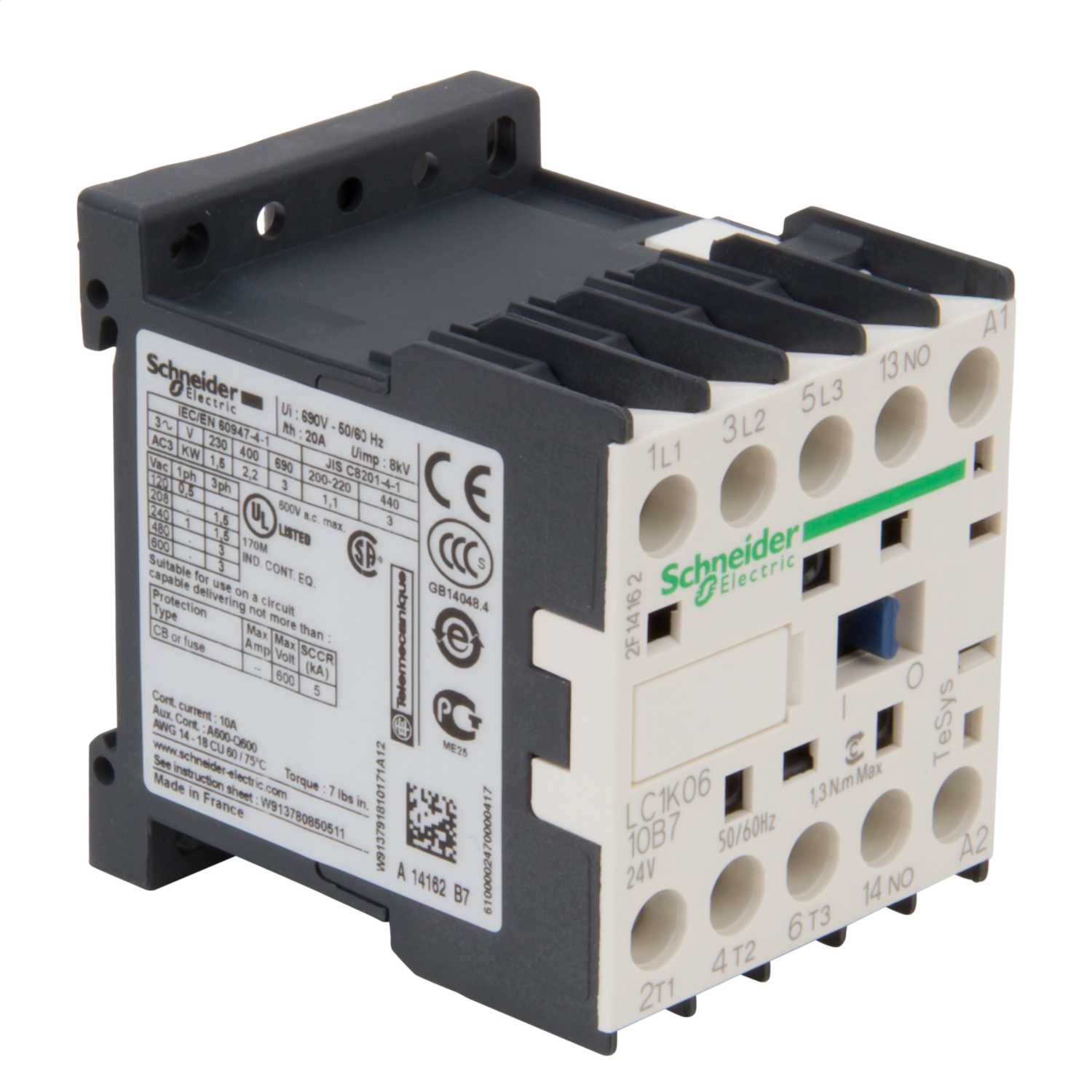 Schneider Telemecanique TeSys K 6A Contactor 3 Pole 3 NO Contacts 24V ...