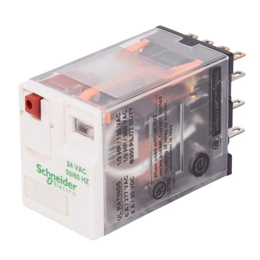 Schneider Harmony Relay 14 Pin 24V AC 6A Miniature Plug In Relay (RXM4AB1B7) | CEF