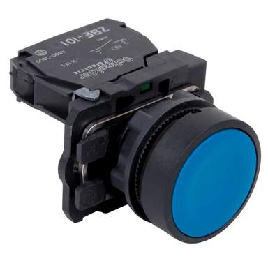 Schneider Telemecanique Flush Spring Return 1 NO Pushbutton Blue ...
