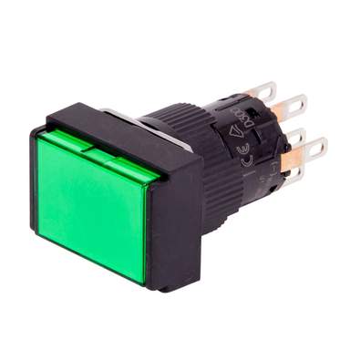 Schneider Harmony Rectangular Illuminated Pushbutton Flush Spring Return 24V Green (XB6EDW3B2P ...