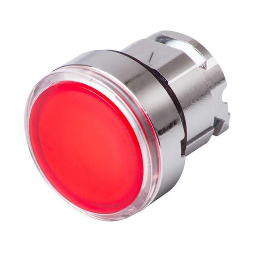 Schneider Harmony Flush Illuminated Chrome Pushbutton Red Spring Return ...