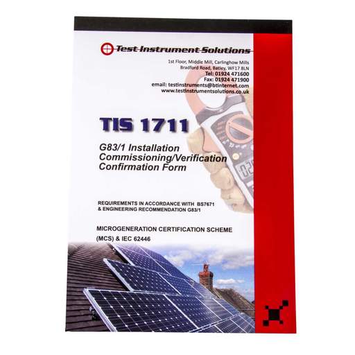 TIS G83/1 Installation Commissioning Verification Confirmation Form ...