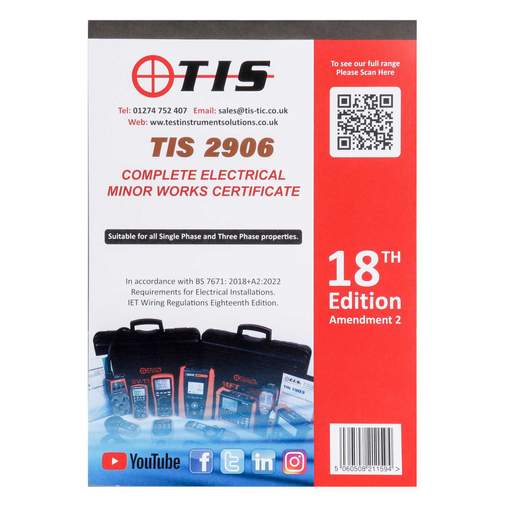 TIS Complete Electrical Minor Works Certificate 18th Edition Amendment ...