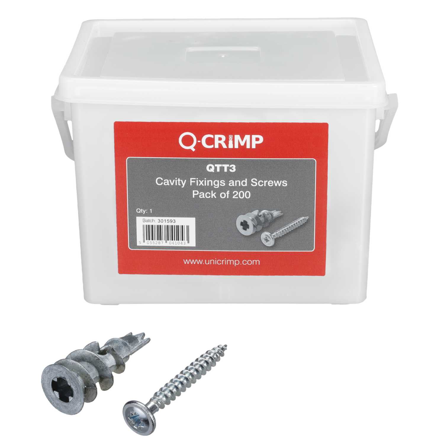 Unicrimp Trade Tub Cavity Fixings And Screws (Tub of 200) (QTT3) | CEF