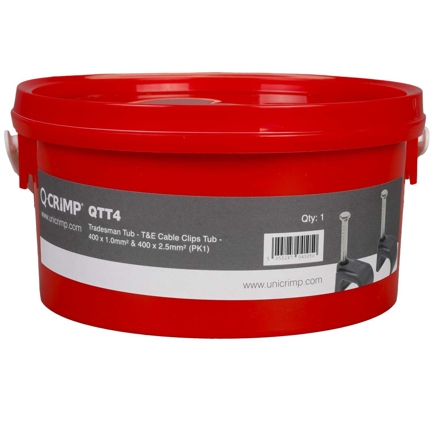 Unicrimp Trade Tub 1.0mm² + 2.5mm² T&E Cable Clips - (Tub of 800) (QTT4 ...
