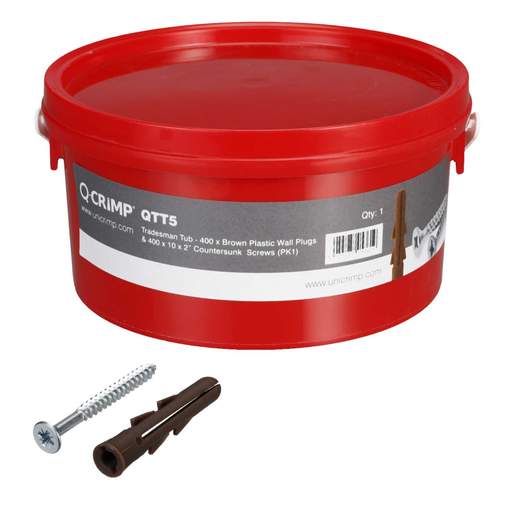 Unicrimp Trade Tub Brown Plugs and 10 x 2" Wood Screws (Tub of 400 ...