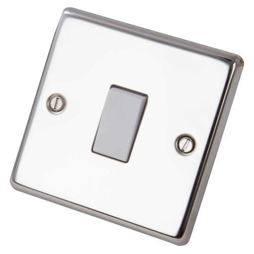 Volex 10A 1 Gang 2 Way Light Switch White Insert Polished Stainless ...