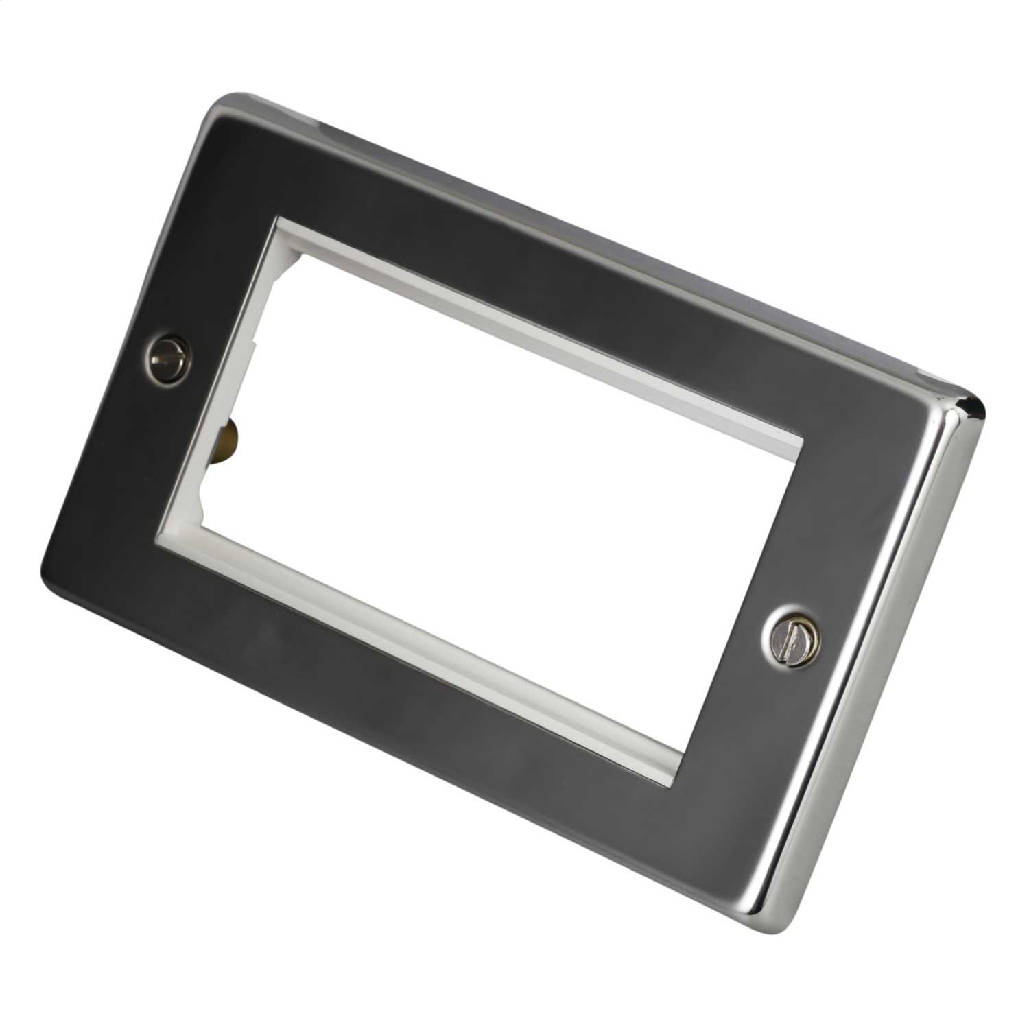 Volex 2 Gang 4 Euro Module Front Plate Polished Steel White Insert ...