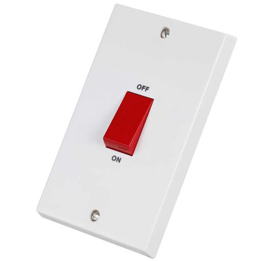 Volex 45A DP 2 Gang Vertical Switch White (VX9703) | CEF