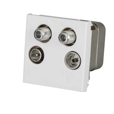 Volex Quadplexer 1 x TV, 1 x FM, 2 x Sky Euro Module White (VX9969) | CEF