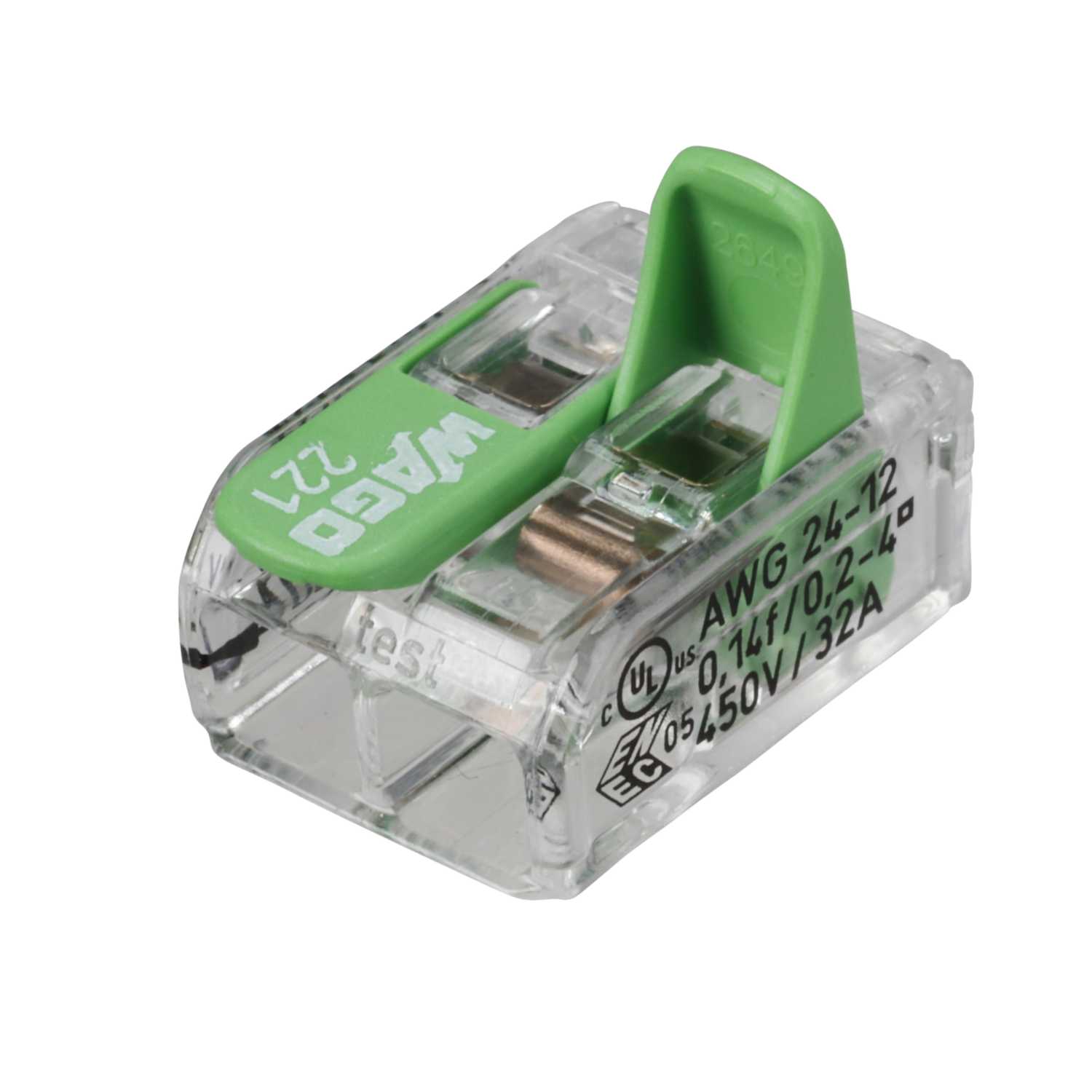 Wago 32A Compact 2 Way Connector 4mm Terminal Block Green (Pack of 100 ...