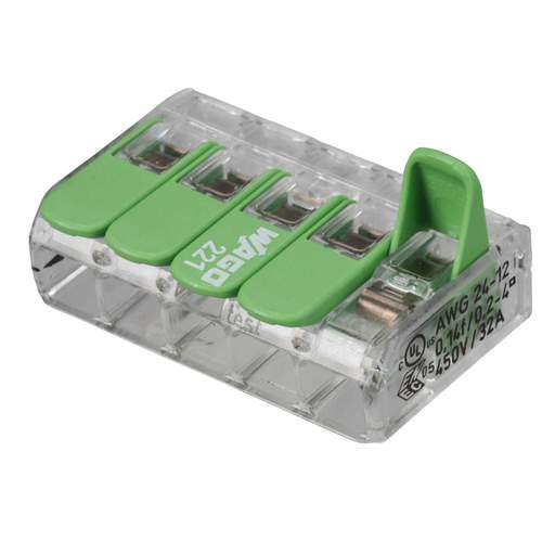 Wago 32A Compact 5 Way Connector 4mm Terminal Block Green (Pack of 25 ...