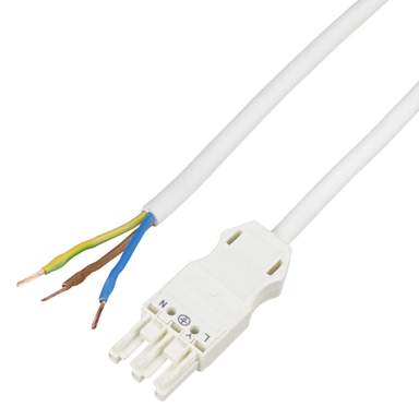 Wago WINSTA MIDI 16A 250V 1m 3 Pole Socket to Bare Lead White (771-9993 ...