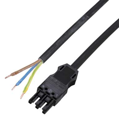 Wago WINSTA MIDI 20A 250V 1m 3 Pole Socket to Bare Lead Black (771-9993 ...