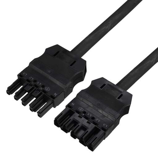 Wago WINSTA MIDI 20A 400V 1m 5 Pole Socket to Plug Lead Black (771-9995 ...