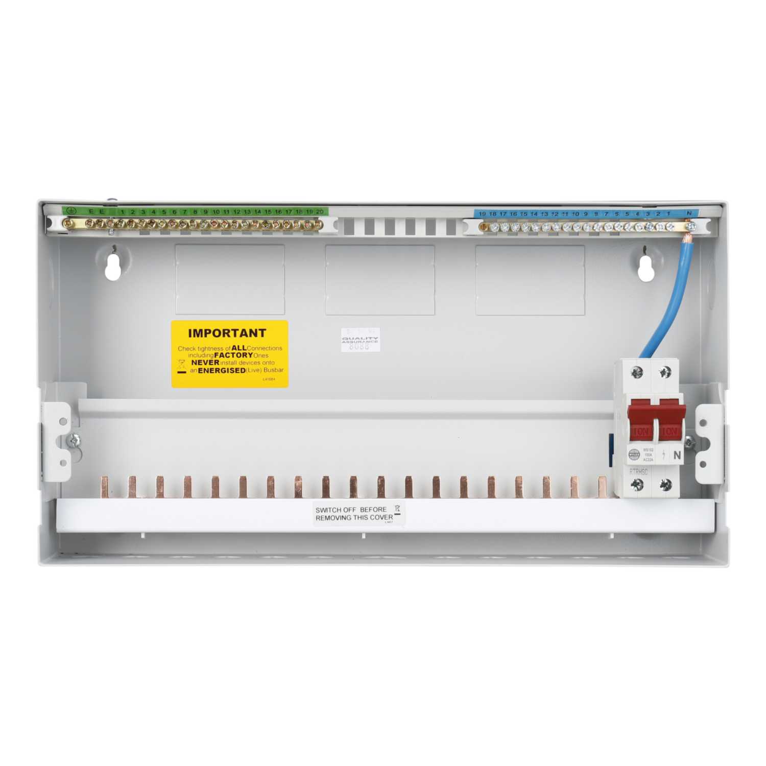 Wylex 19 Way 100A SP+N Type A Distribution Board with Incomer (NHSPN00191L) | CEF
