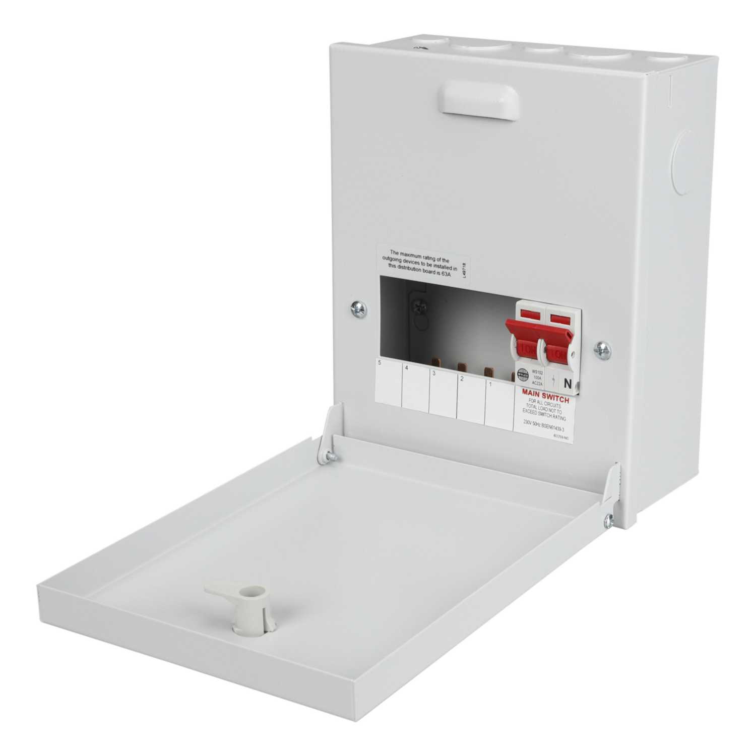 Wylex 5 Way 100A SP+N Type A Metalclad Distribution Board with Incomer ...