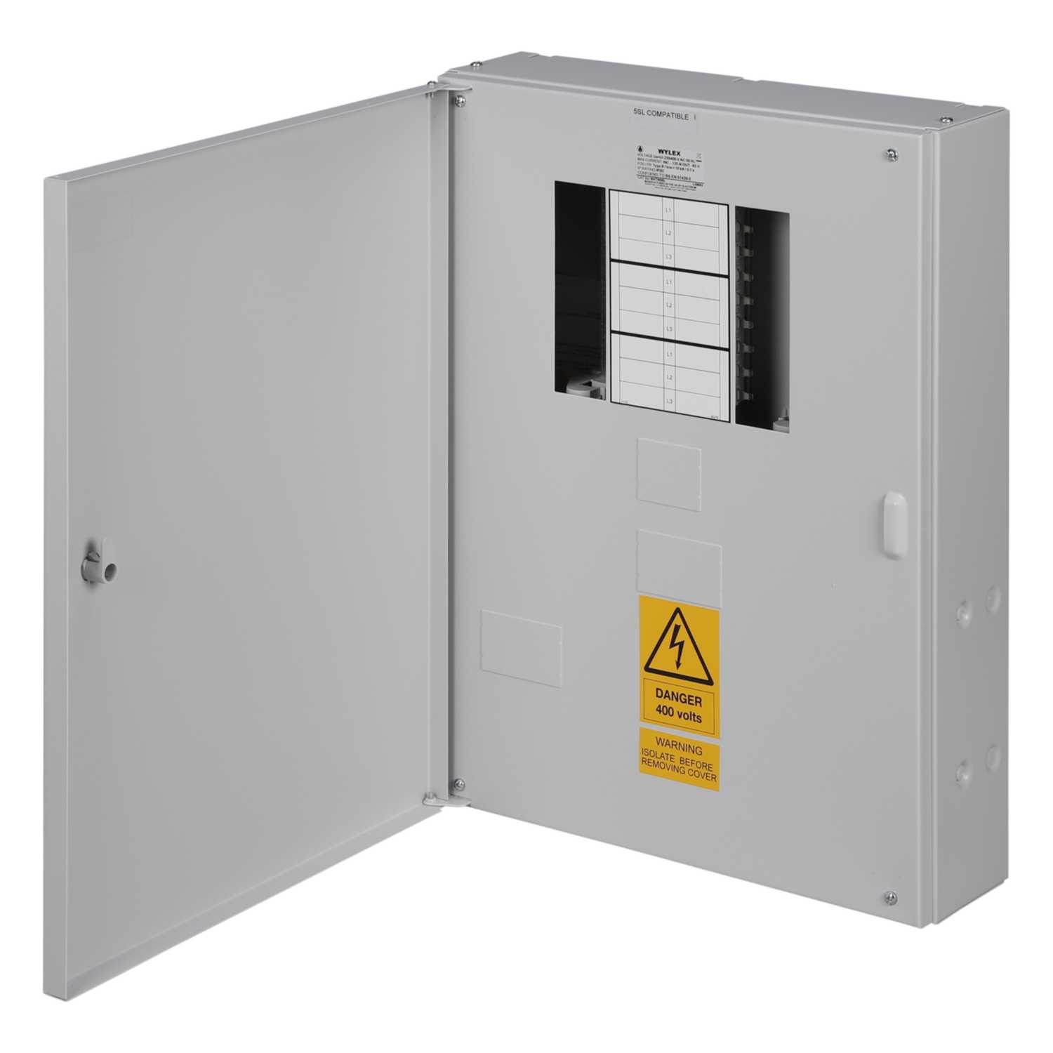 Wylex 6 Way 125A TP+N Type B Distribution Board without Incomer (NHTN06L) | CEF