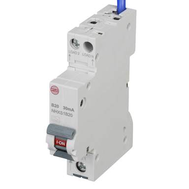 Wylex NHXS 20A Single Pole 1 Module B Curve 6kA 30mA RCBO (NHXS1B20) | CEF