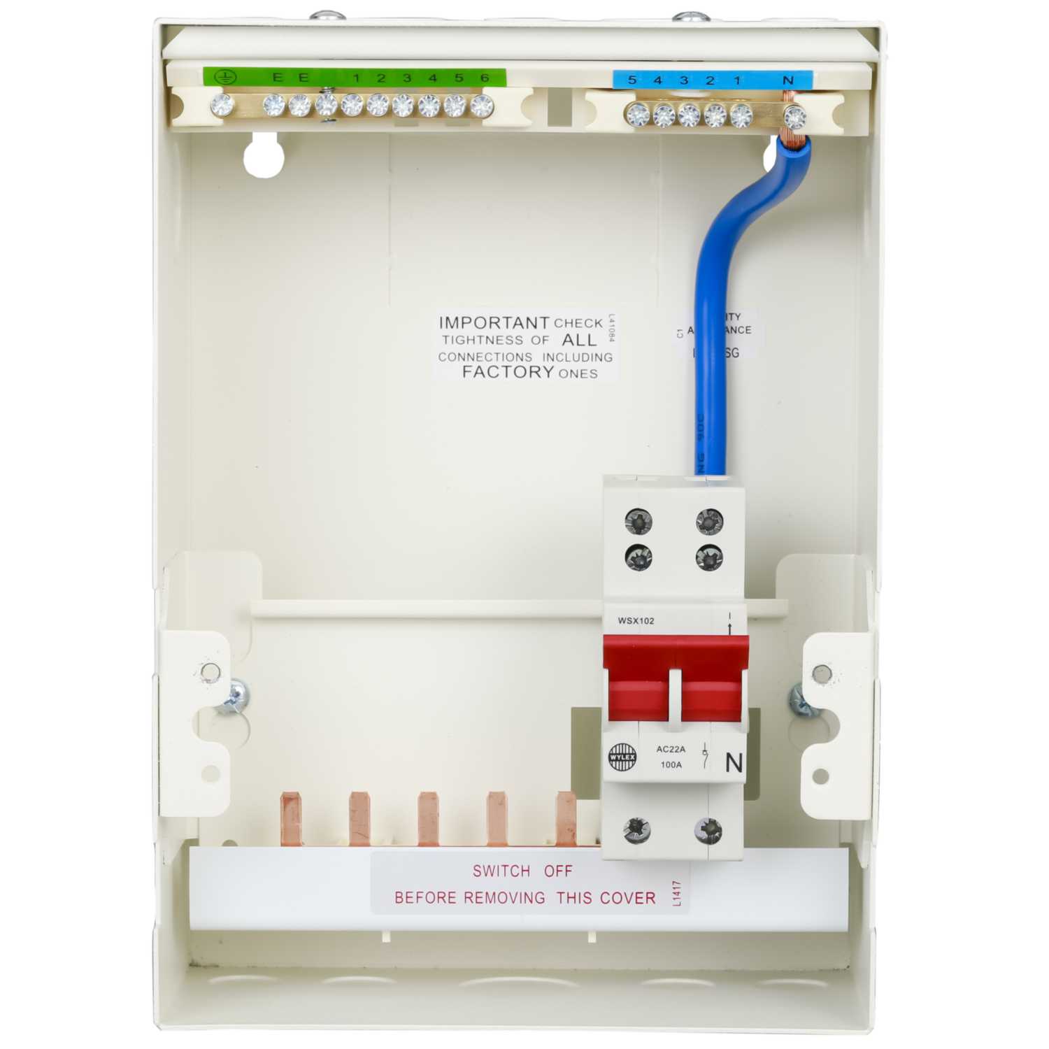 Wylex 5 Way 100A Isolator Incomer Metal Clad Consumer Unit (NM506L) | CEF