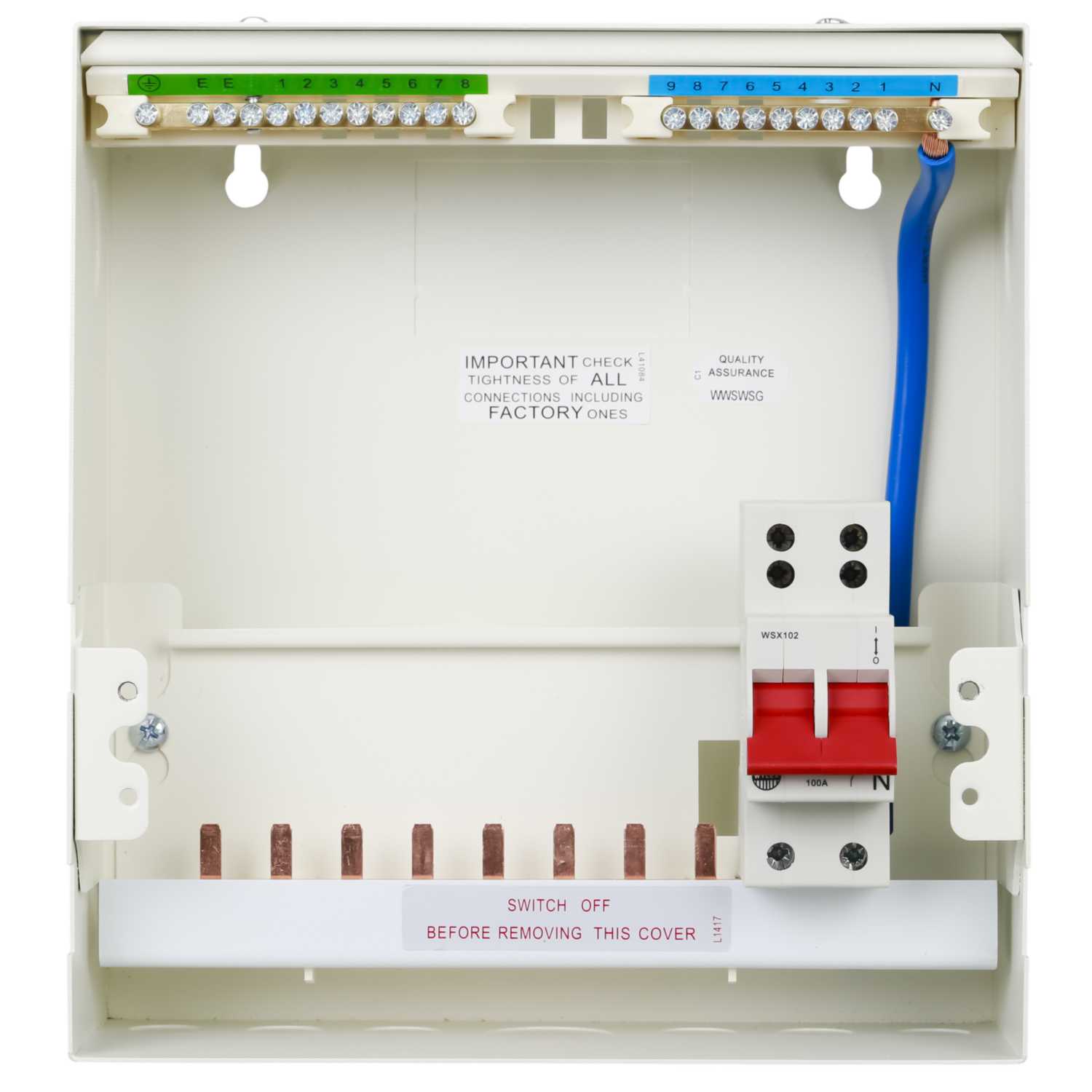 Wylex 8 Way 100A Isolator Incomer Metal Clad Consumer Unit (NM806L) | CEF