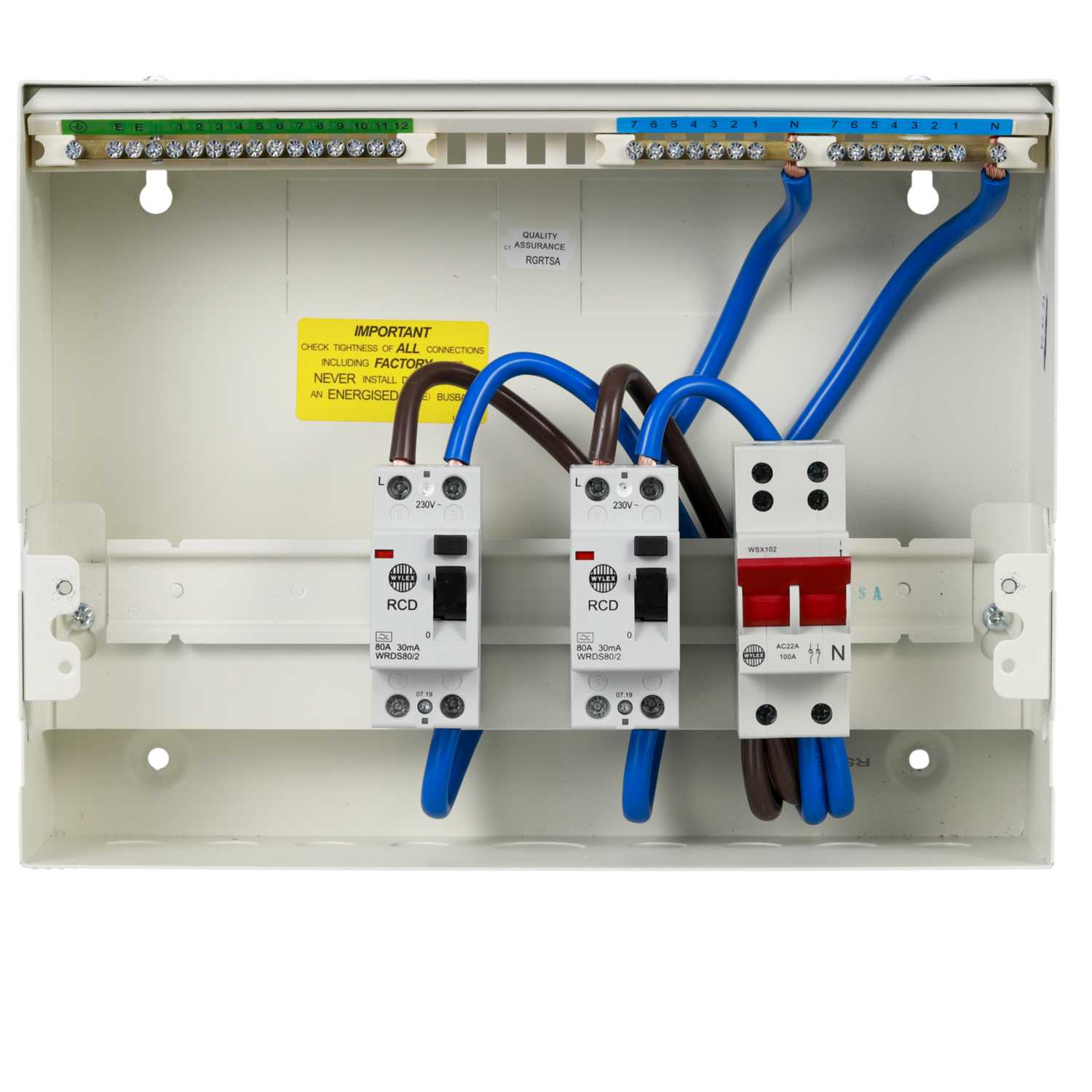 Wylex 10 Way Flexible Dual Type A 80A RCD Metal Clad Consumer Unit ...