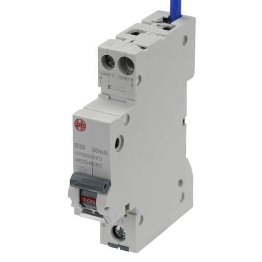 Wylex 20A 1P+N 1 Module B Curve 6kA 30mA Type A AFDD Combined RCBO (NXSB20AFD) | CEF