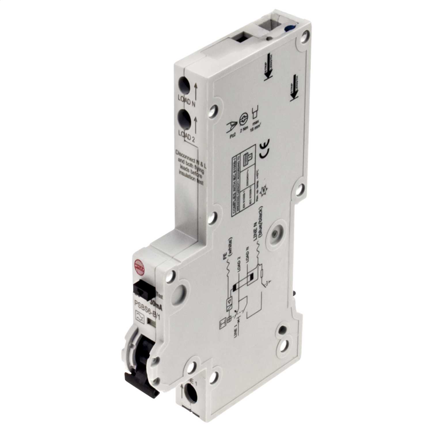 Wylex PSBS 6A Single Pole 1 Module B Curve 10kA 30mA Type A RCBO (PSBS6-B/1) | CEF