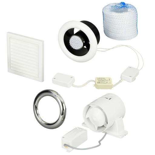 Xpelair Airline LED 100T 100mm 4" In-Duct Fan Kit with Timer (93291AW ...