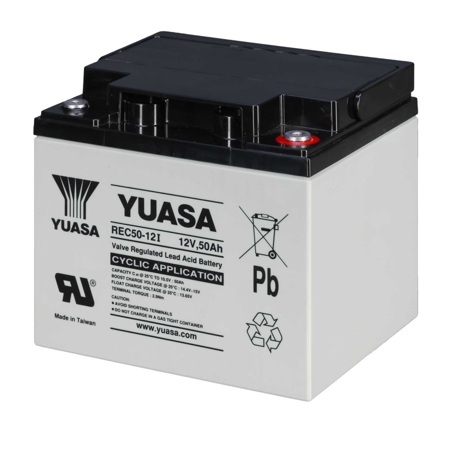 Yuasa 50Ah 12V Sealed Lead Acid Battery (REC50-12/I/NF/BOX) | CEF