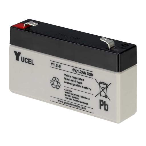 Yuasa 1.2Ah 6V Sealed Lead Acid Yucel Battery (Y1.2-6/187/NF/BOX) | CEF